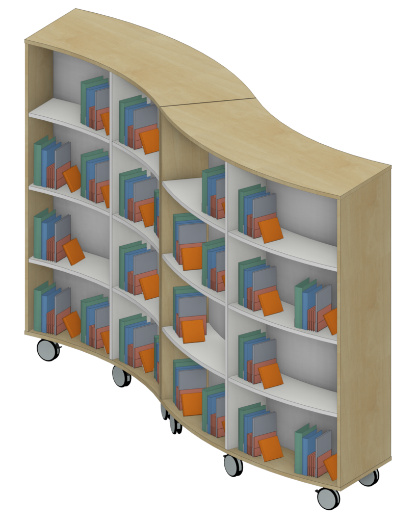 Curved Mobile Bookcase 1540mmH Fiction – Fry Library & School Supplies
