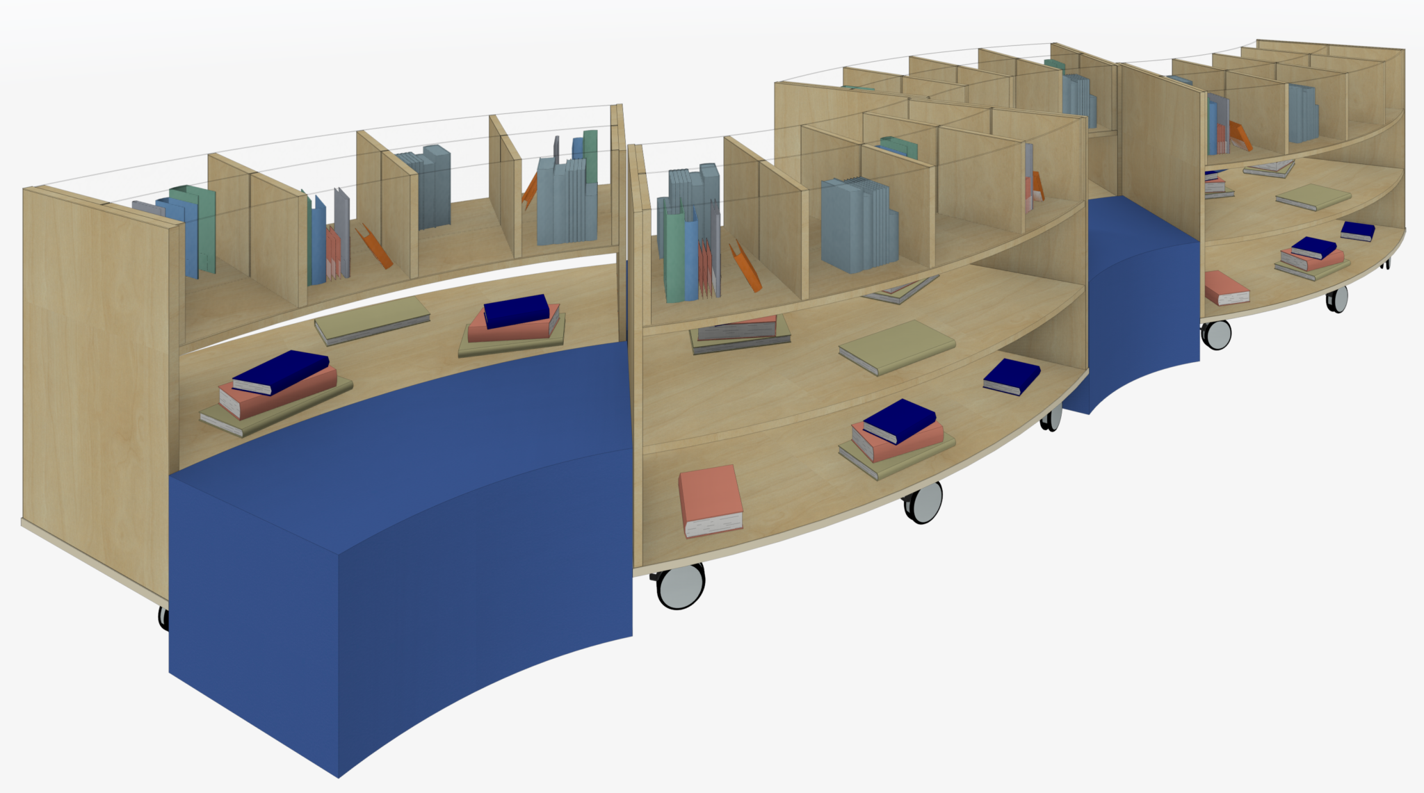 Curved shelving and seating set – Fry Library & School Supplies