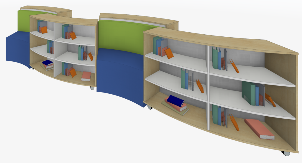 Curved shelving and seating set – Fry Library & School Supplies