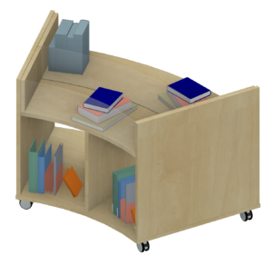 Curved acrylic browser box with standing picture books underneath – Fry Library & School Supplies